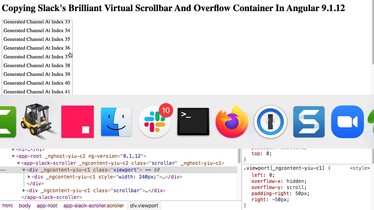 Copying Slack's Brilliant Virtual Scrollbar And Overflow Container In Angular 9.1.12