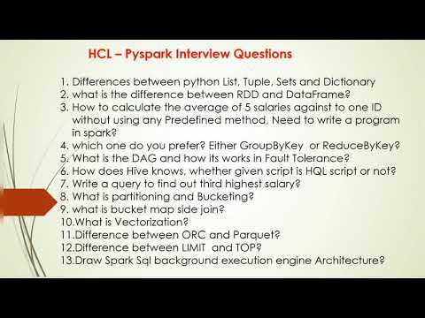 Learn HCL Pyspark Interview question ScenarioBasedInterviewQuestions PysparkInterviewQuestions ...