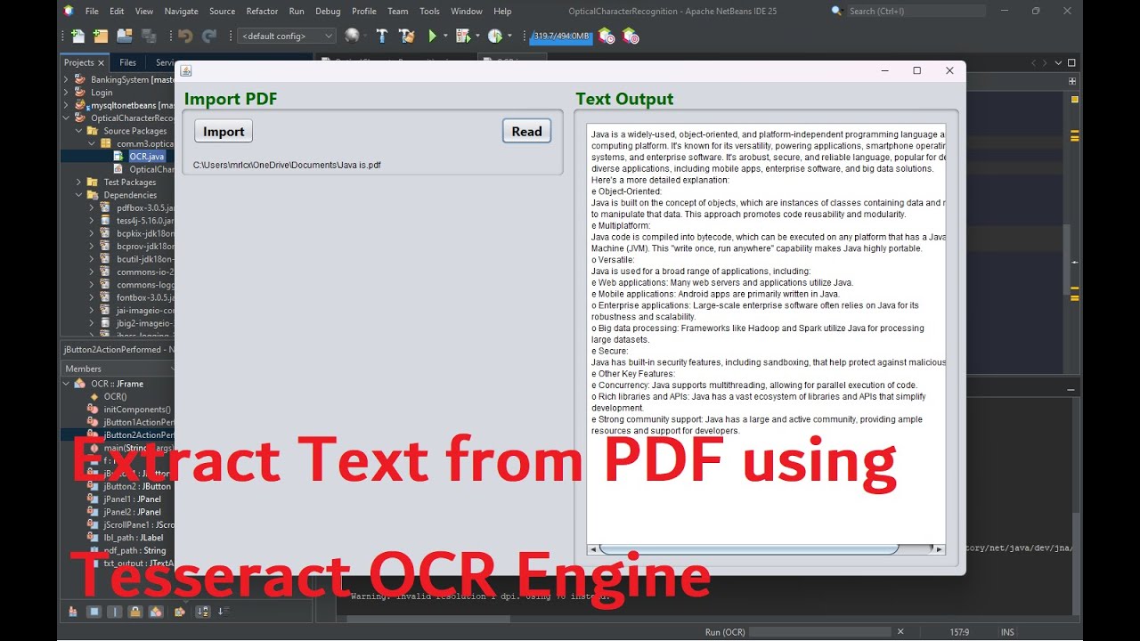Convert PDF to Text Using Tesseract OCR-Optical Character Recognition - Java Programming