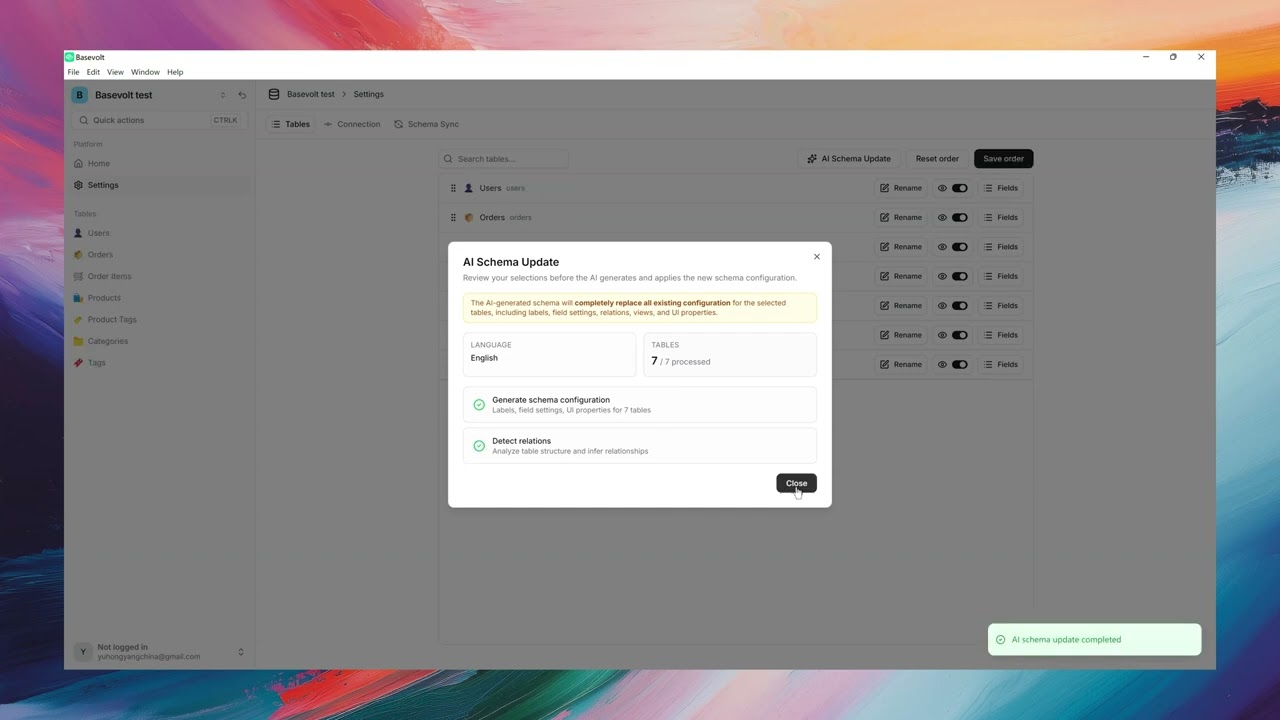 Basevolt - Build AI-ready admin panels from your database. No cloud.