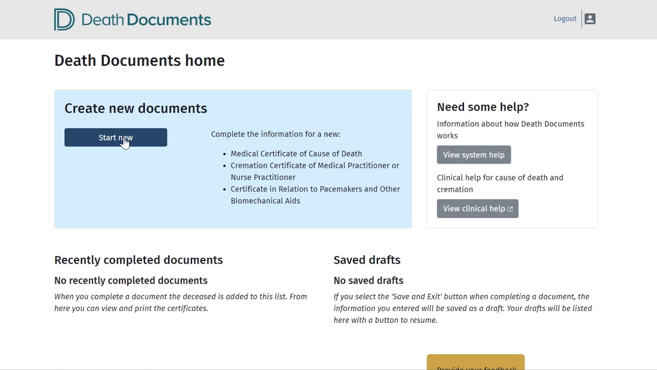 Death documents tutorial