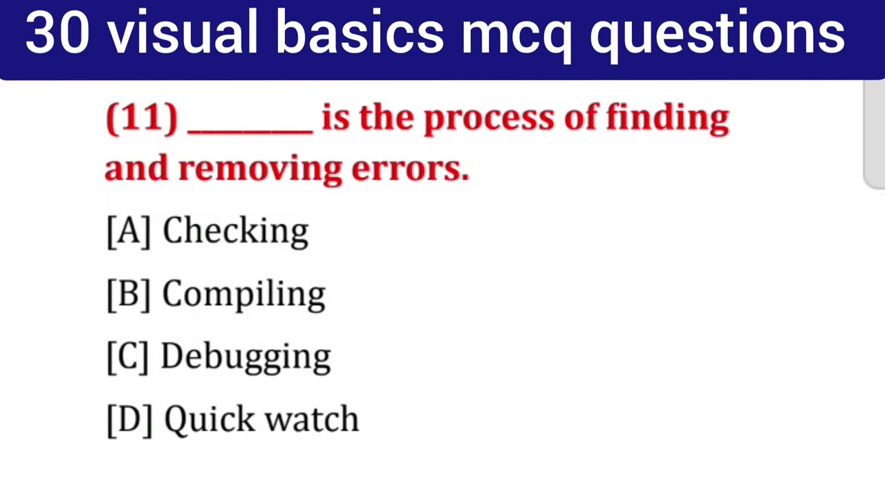 top 30 mcq questions on visual basics | visual basic mcq questions