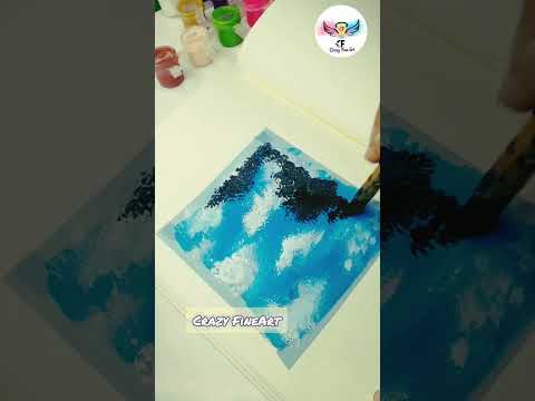 Easy way sky painting || sky painting || Crazy FineArt || #diy #shorts #pinting #drowings