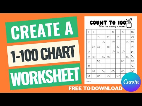 Create A 1-100 Numbers Chart Worksheet In Canva