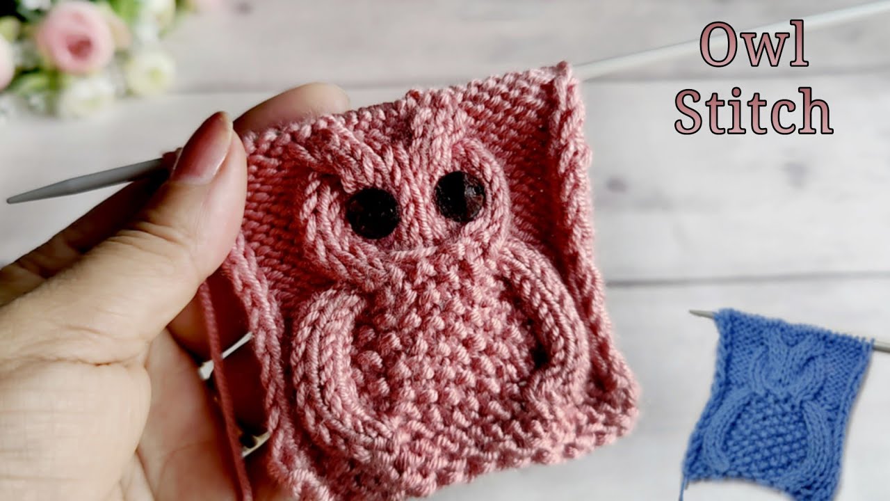 उल्लू 🦉 बुनाई डिजाइन, Owl Knitting Stitch Pattern for Cap, Boots, Baby Blanket, Cushions, Purses etc