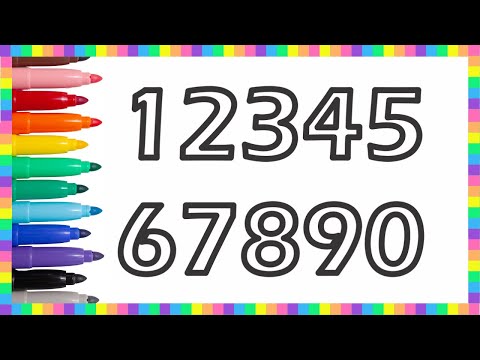 Single-digit number drawings to color for kids to learn numbers and colors