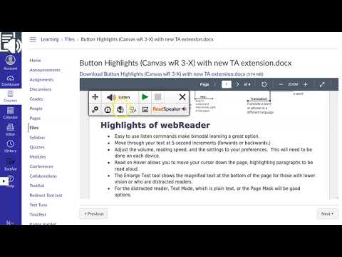 Using ReadSpeaker TextAid to Read Documents in Canvas