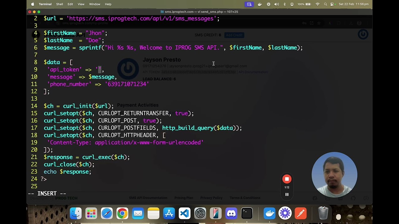 IPROG SMS API Demo: PHP Integration Test Using a PHP File