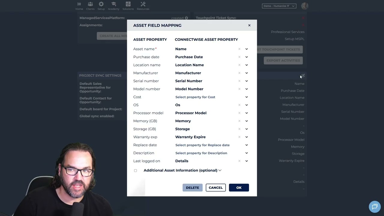 Asset Mapping and Column Customization