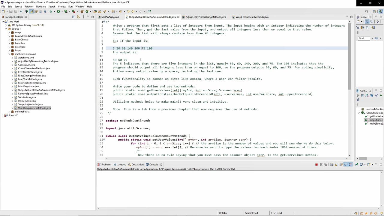 Java Lab: Sort An Array