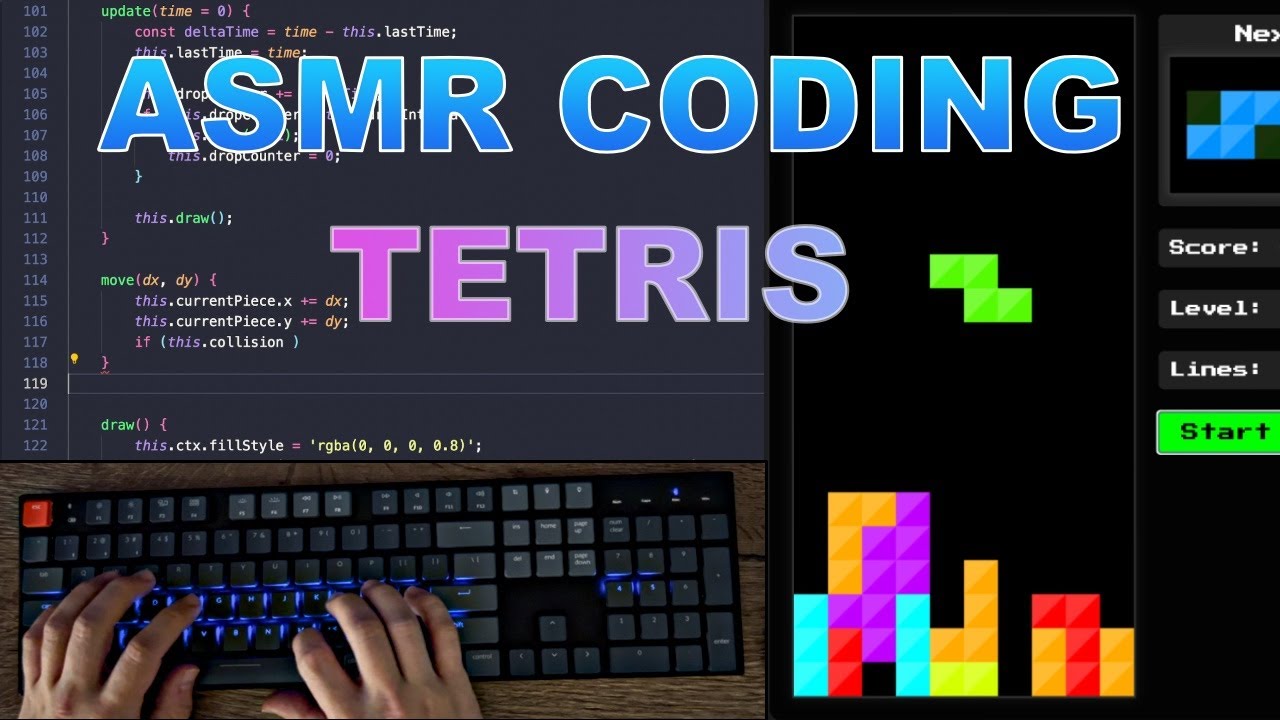 ASMR Programming - Tetris game using JavaScript - No Talking