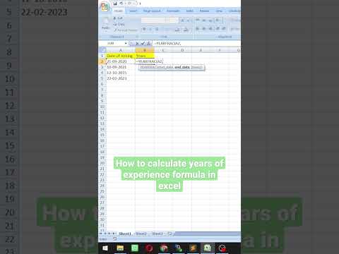How to calculate years of experience formula in excel