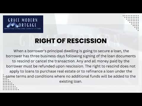 Mortgage Definitions RIGHT OF RESCISSION