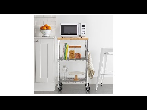 Basics Kitchen Rolling Microwave Cart on Wheels