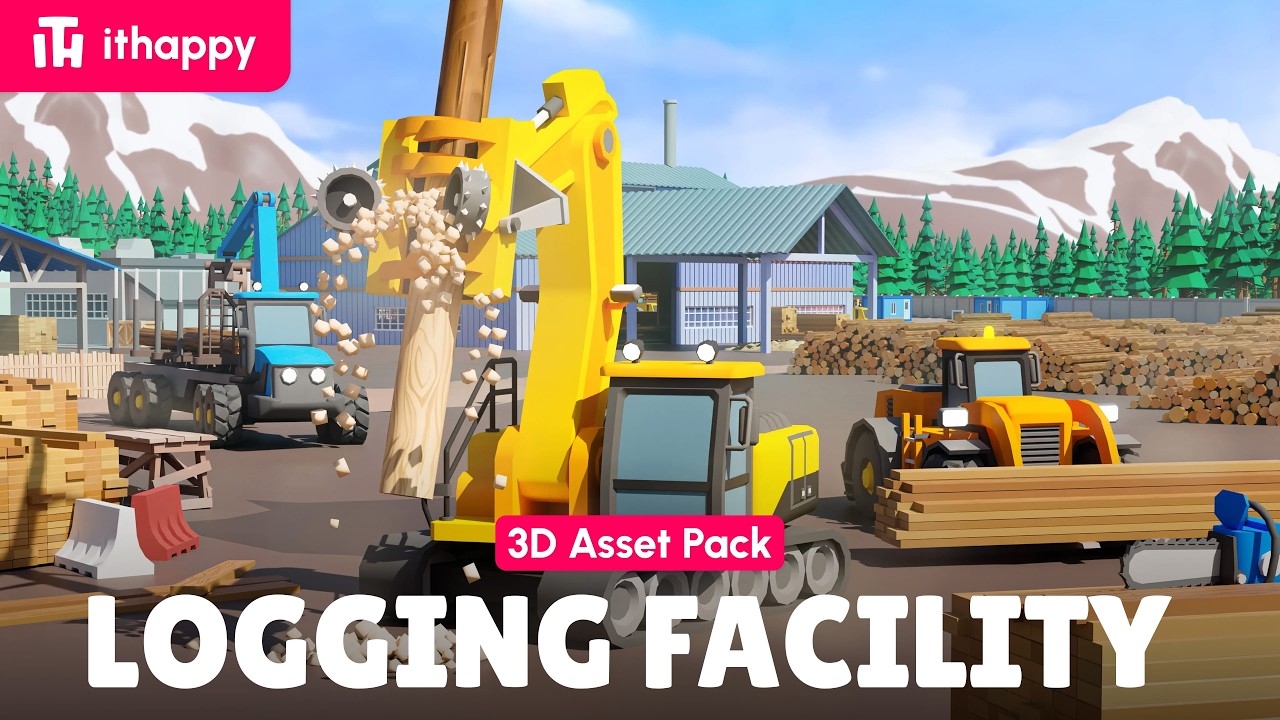 Logging Facility - 3D Low Poly Asset Pack for Games