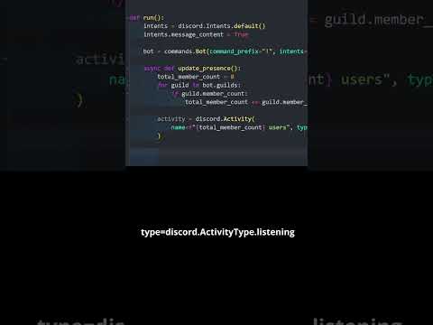 How to Set Custom Playing Status in Discord with Discordpy #shorts #python #discordpy