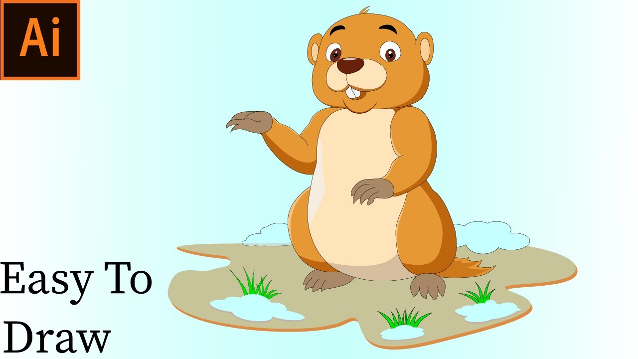 How To Draw Beaver In Illustrator. Vector Cartoon Style Beaver Illustration step by step Tutorial.