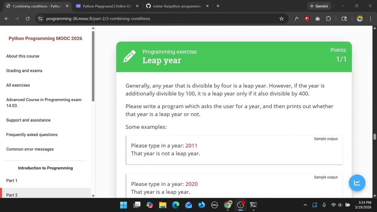 Python Programming MOOC 2026 - Part 2.3.3 Nested Conditionals