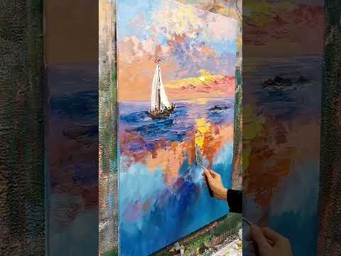 Boat Textured Wall Art, Original Hand Painted Canvas Art, Large Framed Wall Art #oilpainting