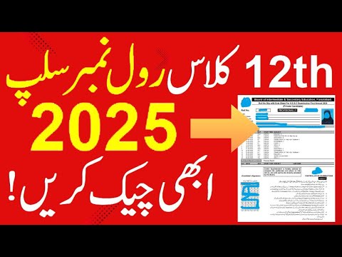 11th & 12th class roll numbers slip 2025, 2nd year roll numbers slip 2025