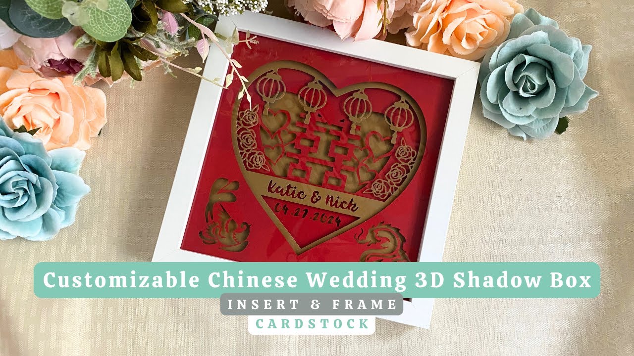 Customizable Chinese Wedding Shadow Box (Insert & Frame)