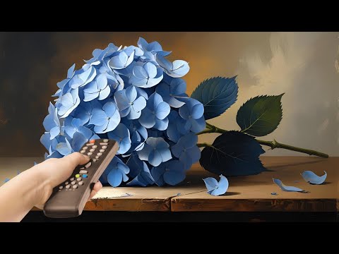 Hydrangea TV Art Screensaver. 4K Frame TV Hack. 3hr Vintage Style Blue Floral Still Life Painting