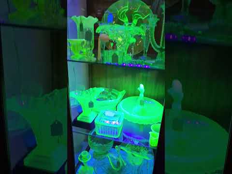 WOW! Have a look at this collection of uranium glass I found at an antique shop! #uraniumglass