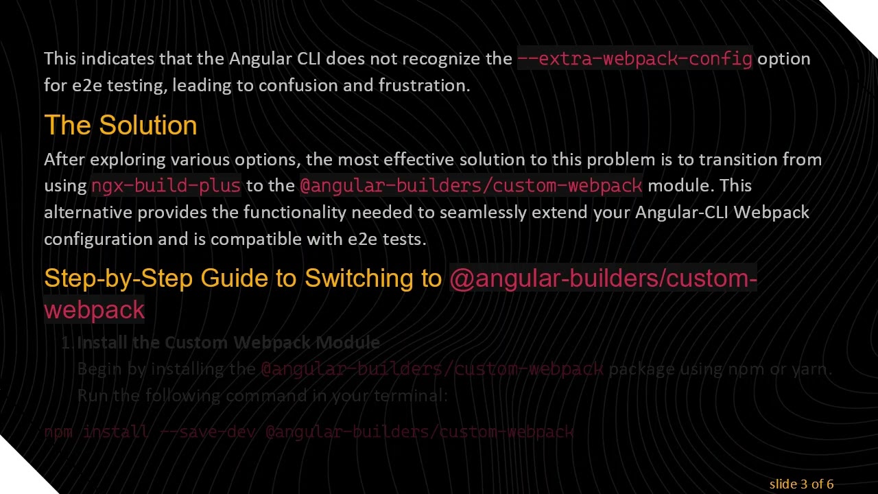 How to Run e2e Tests with ngx-build-plus (Extra Webpack Config) in Angular