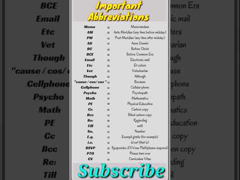 Important abbreviation that used in our daily life