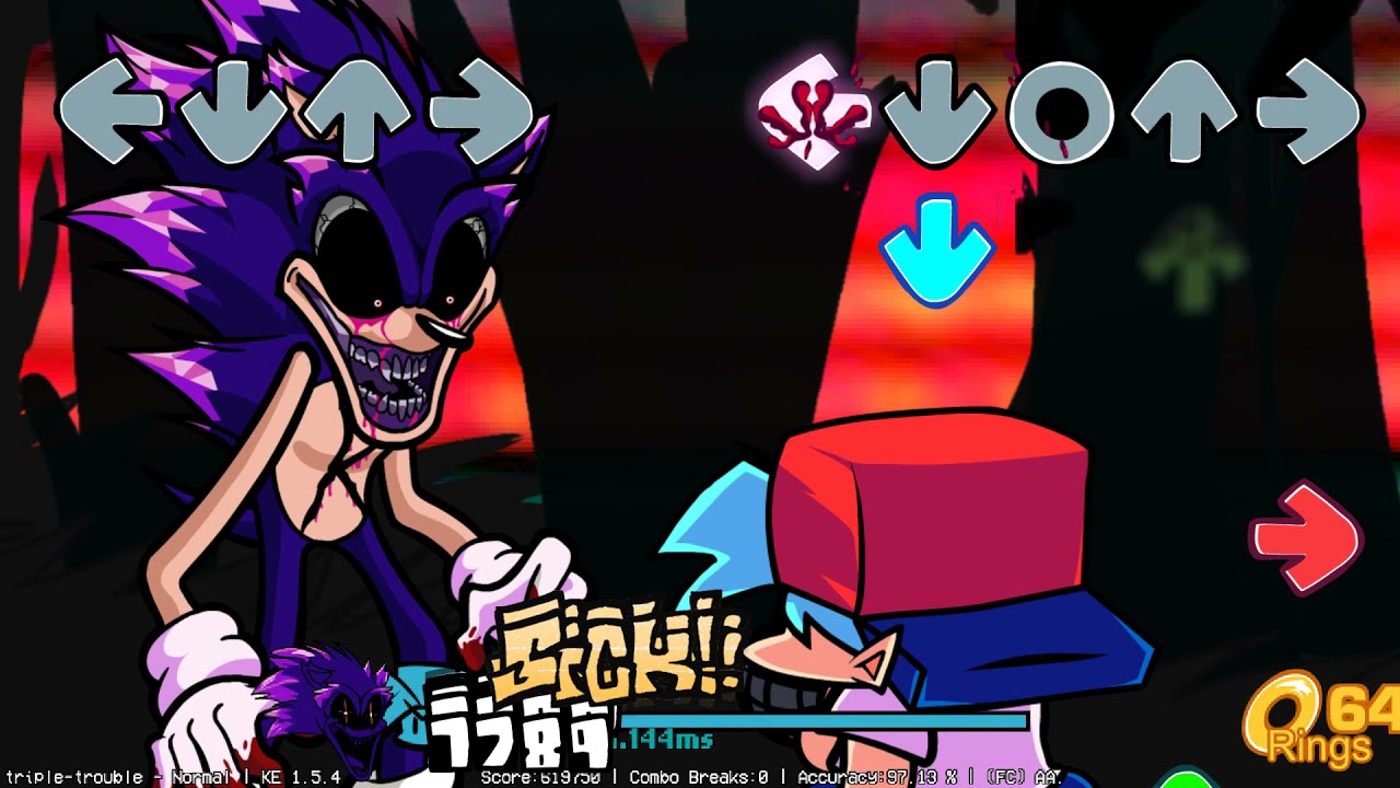 FNF vs Sonic.exe Triple Trouble Full Combo all Rings!!