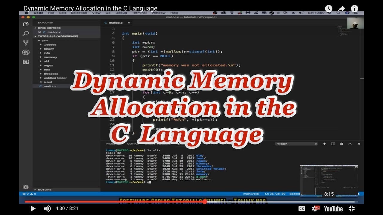Dynamic Memory Allocation in the C Language | Software Coding Tutorials Channel