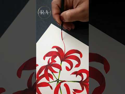 🔴‼️ AMAZING Flower Painting Using round brush technique SPIDER LILY Flower