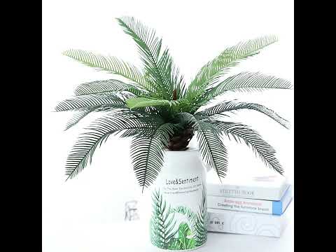 45cm Artificial Palm Tree Tropical Plants Plastic Palm Leaves Green