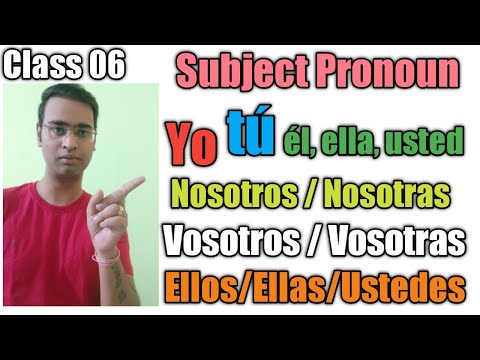 Subject Pronoun in Spanish -yo, tu, el, ella, usted, nosotros/nosotras, vosotros/vosotas.