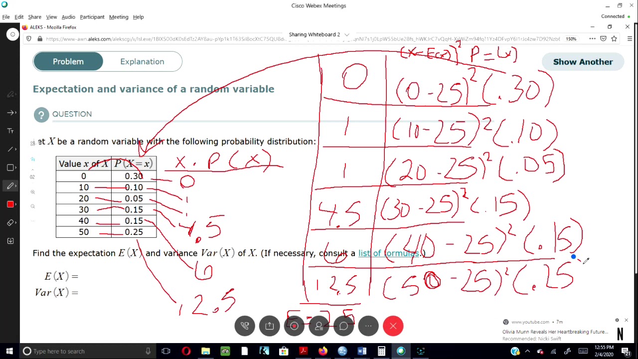 Expectation and variance of a random variable