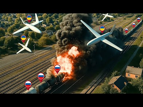 Ukrainian Kamikaze Drones Tear Through Russian Military Train in Zaporizhzhia