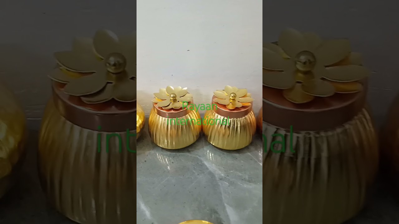 metal gifting jar dry fruit use #gifthampers #giftbox #gold #jar 9837077147 bulk quantitPrice 90/pc