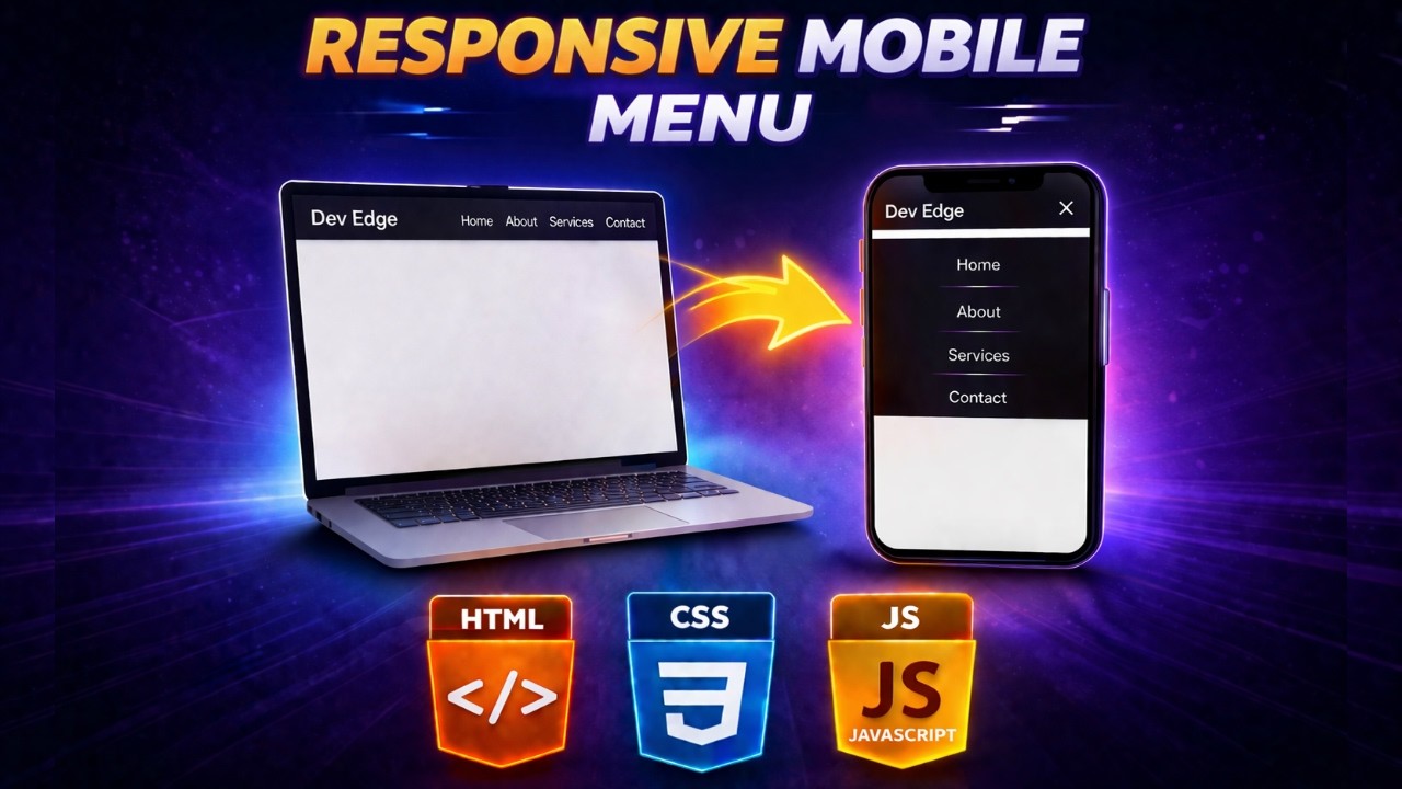 How to Create Responsive Navigation Bar Using HTML, CSS & JavaScript