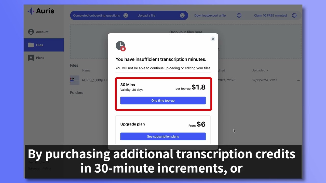 3. How to upload video / audio files to Auris AI