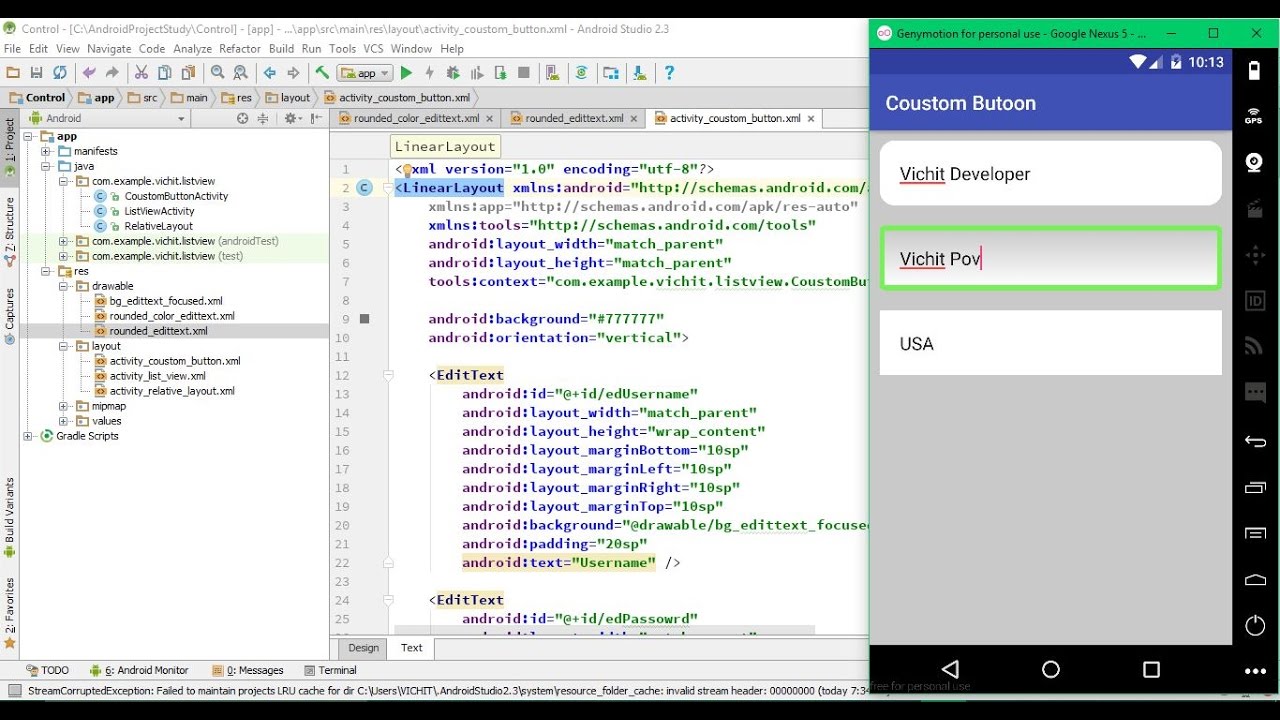 How to Custom EditText in Android Studio, Android For Beginner 2017.
