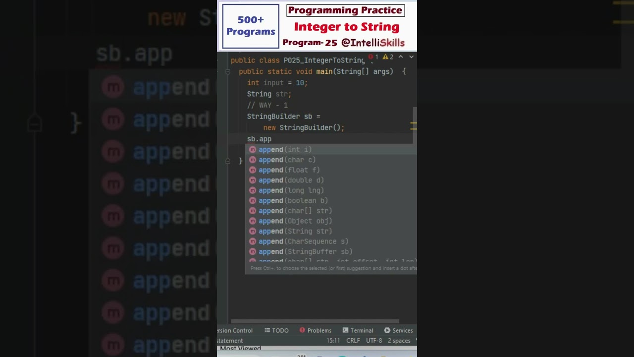 [Beginners] How to Convert int to String in Java | Integer to string in java #shorts #java #coding