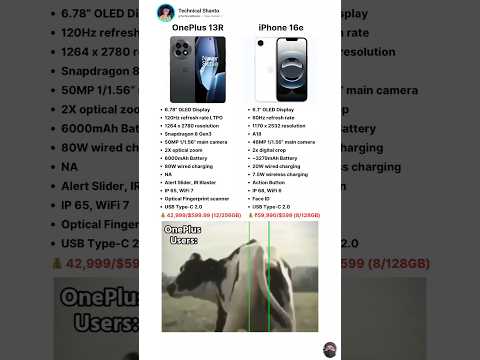 iPhone 16e vs OnePlus 13r πͺπ₯ #shorts #memes #vivo #iphone