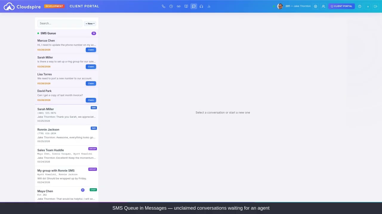 SMS Queue Handling — Cloudspire Voice Customer Portal