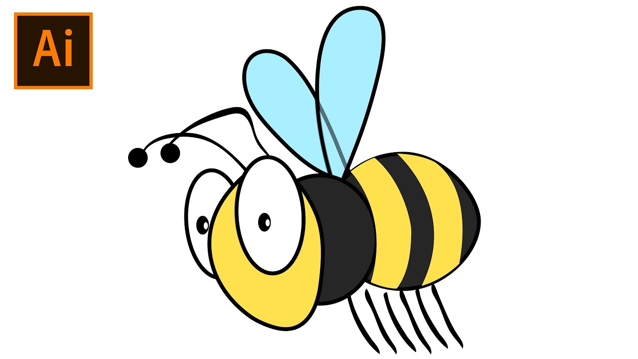 How To Create a Vector Bee | Bee Cartoon Illustration | Adobe Illustrator CC