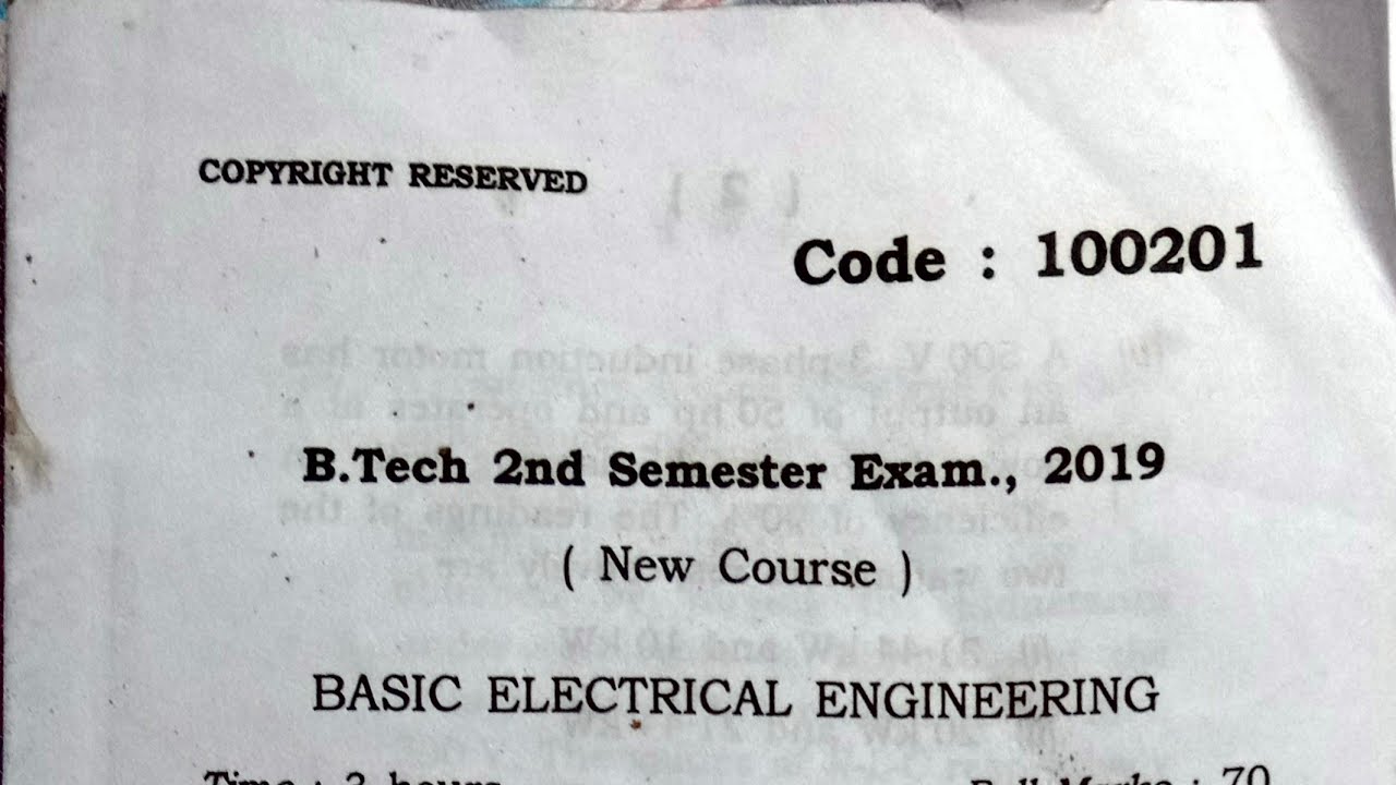 Basic electrical engineering question paper||AKU||Annual Exam-2019||For 1st&2nd semester