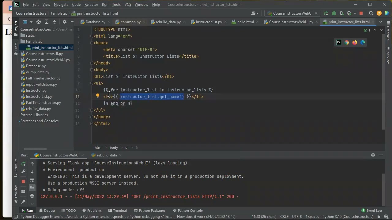Rendering a Jinja Template