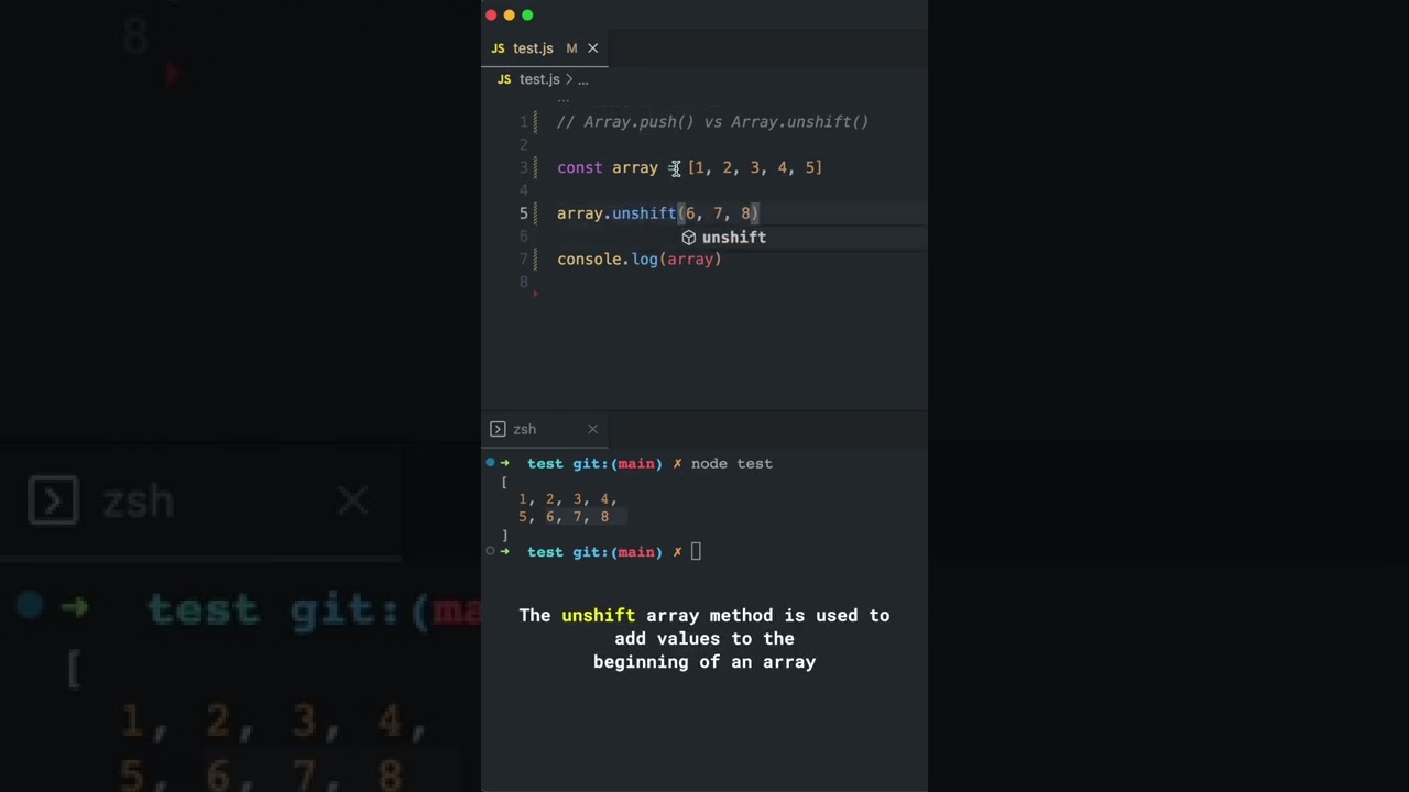 Array.push vs Array.unshift in JS