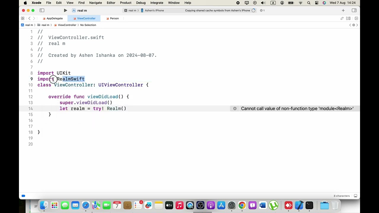 Cannot call value of non-function type 'module Realm 'Remove ')'