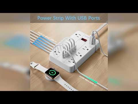 Review: Power Strip with USB, Flat Plug Extension Cord Surge Protector 5 Ft, HUNIAN Power Stri...