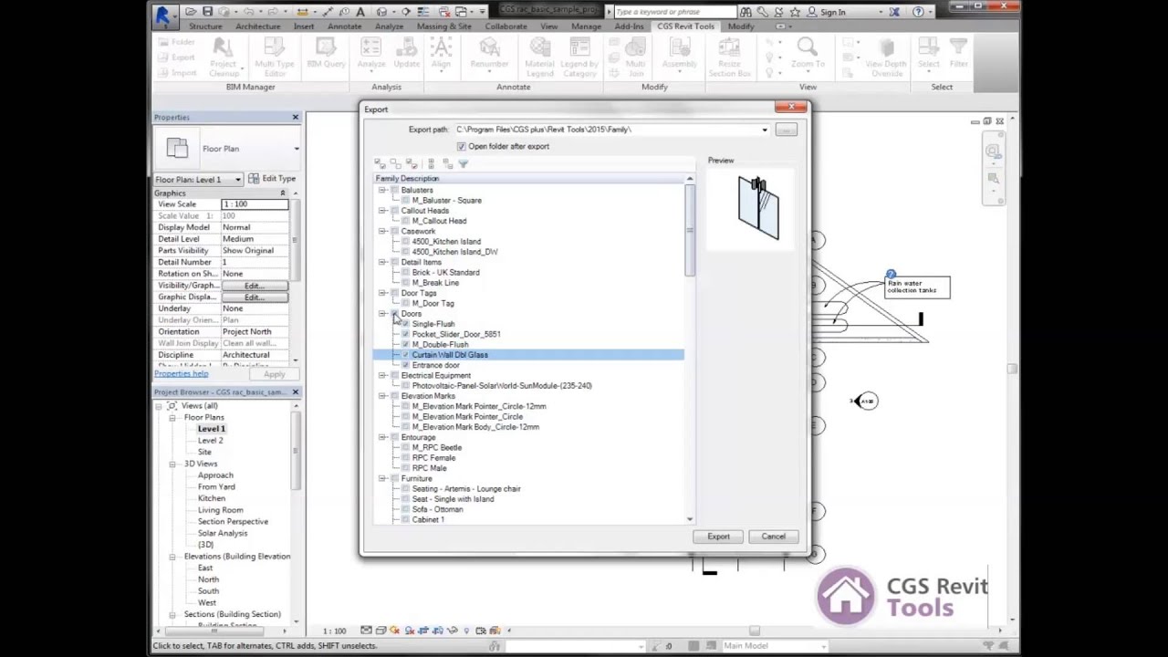 CGS Plus Revit Tools - Export Families